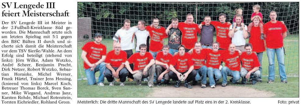 SV Lengede von 1912 e.V. - Fussball - 3. Herren - 2006-07 - Herzlichen ...
